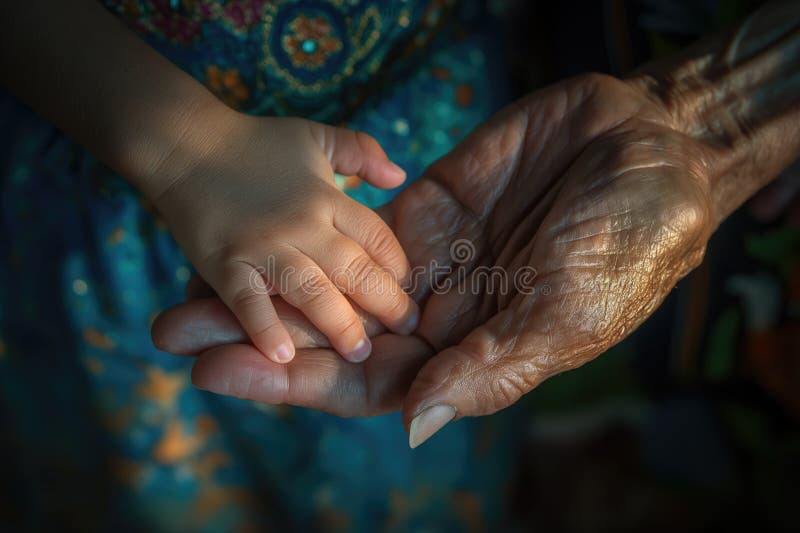 Hands of the Elderly and the Child Holding Hands. Stock Photo - Image ...