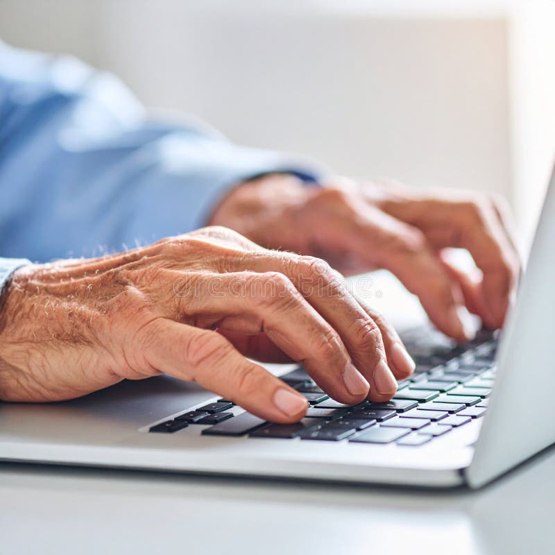 Hands of an Elderly Person Learning To Handle a Laptop. Learning, Old ...