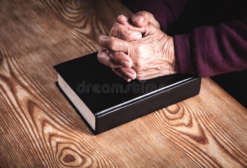 Hands of Elderly Woman Praying. Religion Concept Stock Image - Image of ...