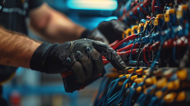 The Hands in Electrical Wiring.AI Generated Image Stock Image - Image ...