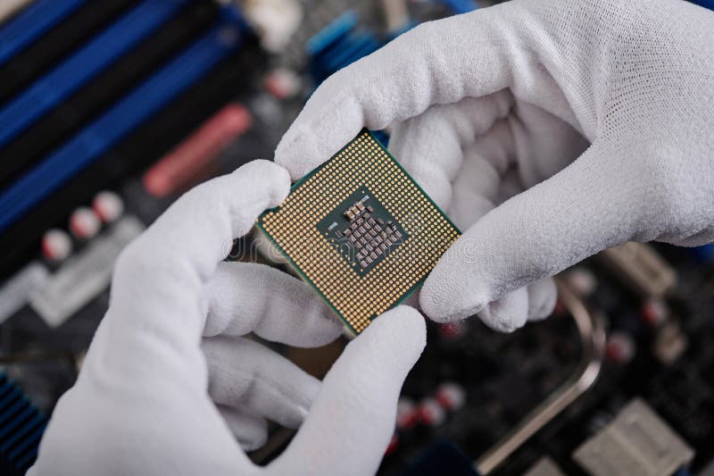 Hands of Electronic Mechanic Holding Central Processing Unit Stock ...