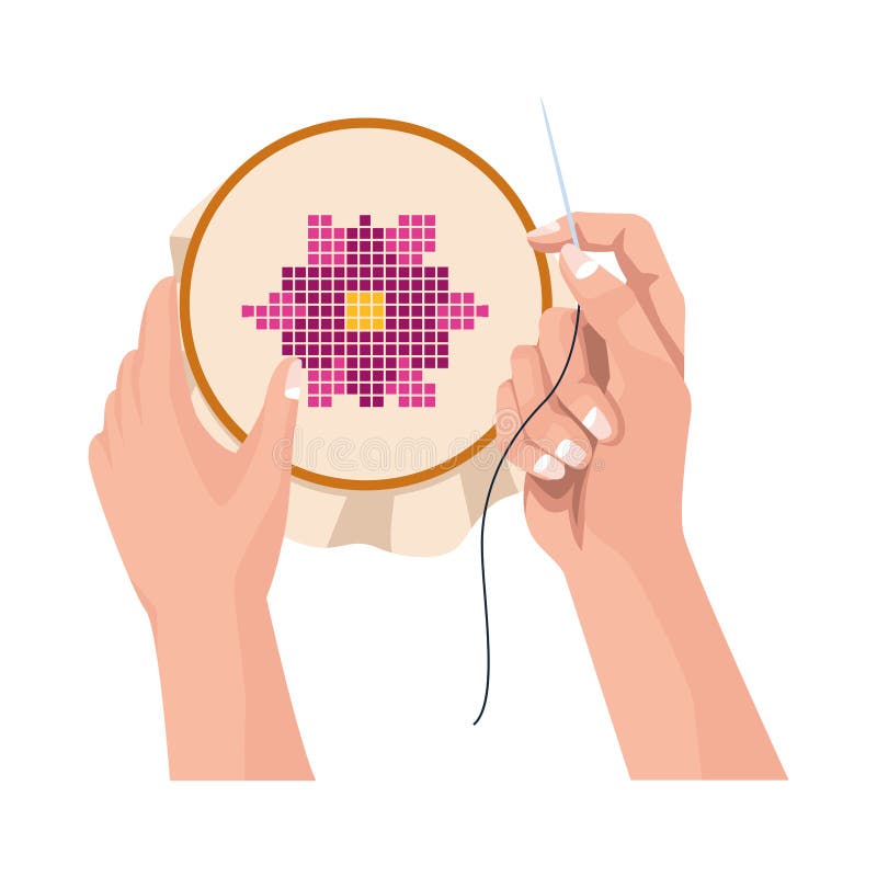 Hands embroidery work stock vector. Illustration of vector - 224818418