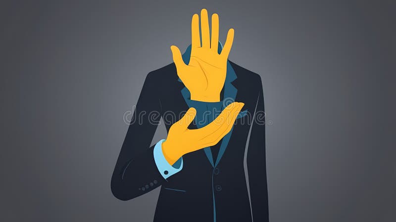 Hands Emerging from Suit Gesture Stop or Pause Illustration Stock ...