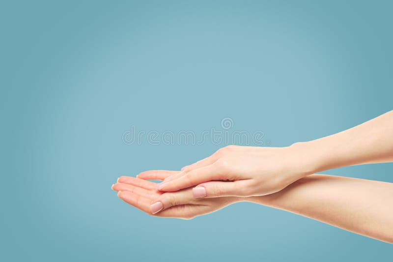 Hands. Empty Two Hands Raised Up, Beg Stock Photo - Image of front ...