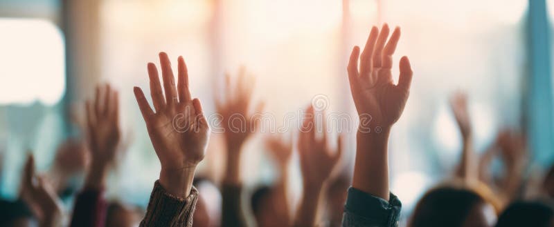The Hands of an Engaged Audience Raising for Questions and ...
