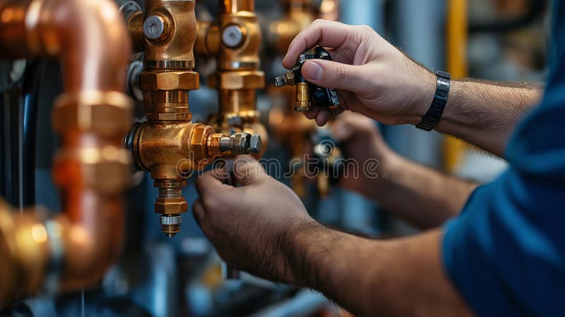 Close-up of Hands Expertly Connecting Copper Refrigerant Lines in a ...