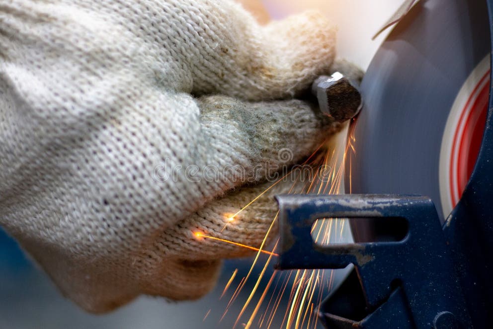 Engineering Young Man Sharpening the Drill Bit. Stock Image - Image of drill, brown: 262282419