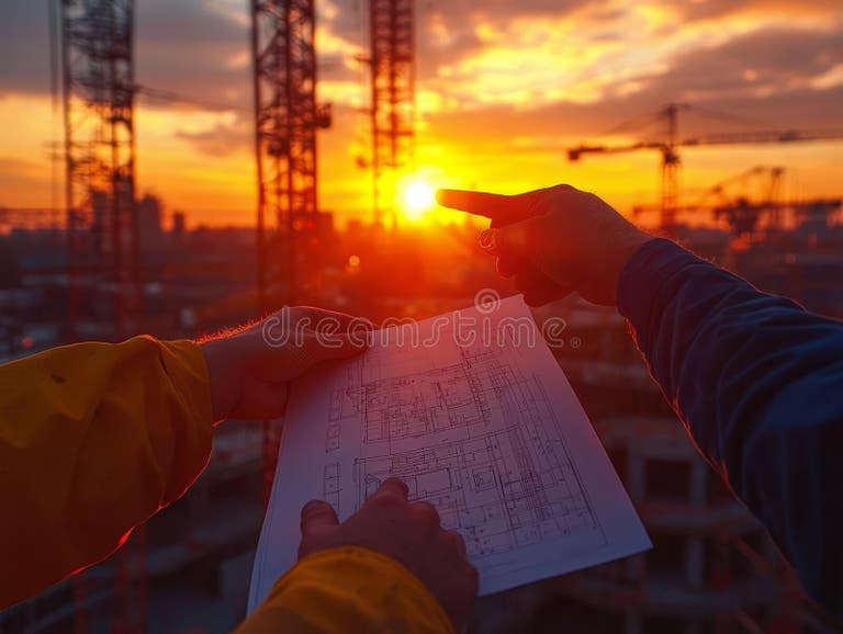 The Hands of Engineers and Architects Pointing at a Document Design on ...