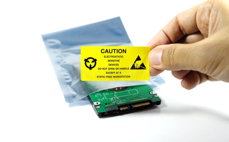 The Yellow CAUTION Label for Electrostatic Sensitive Devices ESD on ...