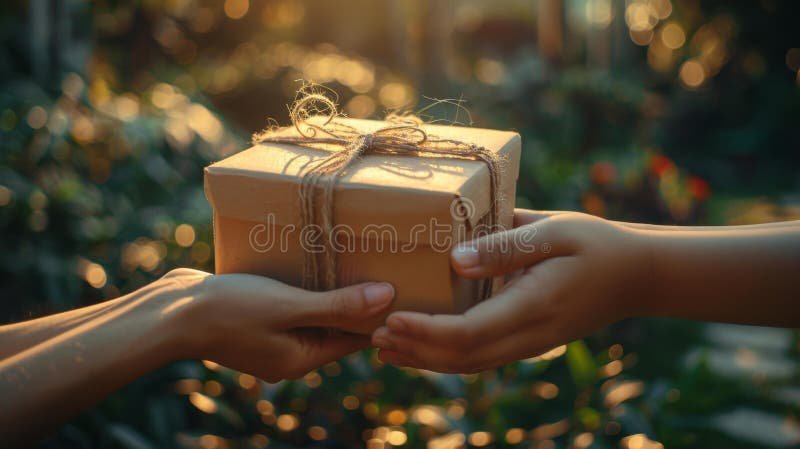Hands Exchanging a Beautifully Wrapped Gift - Generative Ai Stock ...