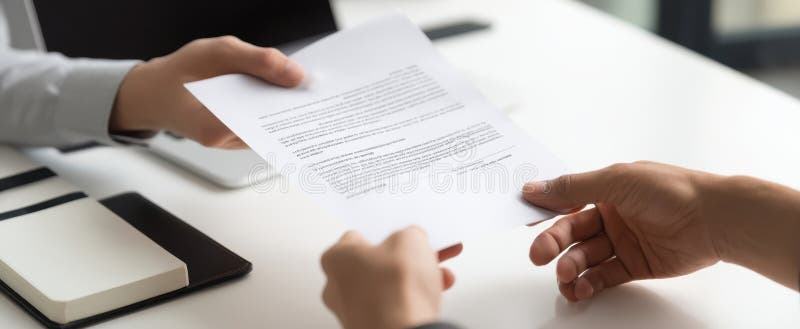 The Hands Exchanging a Document in a Professional Business Meeting ...