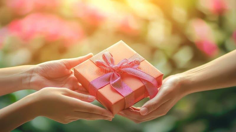Hands Exchanging a Gift Box during Stock Illustration - Illustration of ...