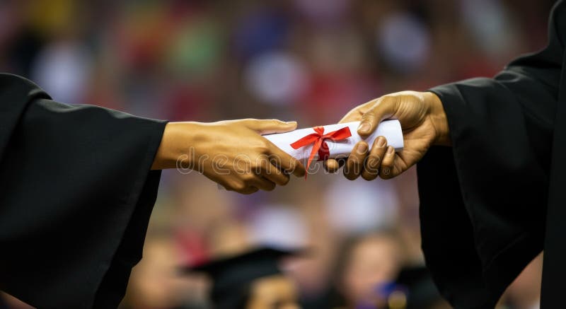 Hands Exchanging a Graduation Diploma, Ceremony Stock Illustration ...