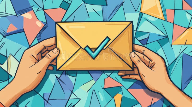 Hands Exchanging a Yellow Envelope Marked with a Verification Badge ...