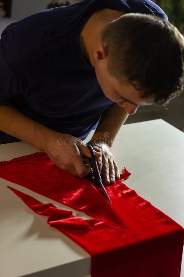 Homemade Sewing of Christmas Hat Stock Image - Image of material ...