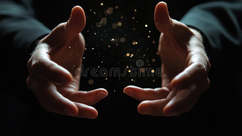 Capturing the Essence of Magic through Hands Displaying Glowing ...