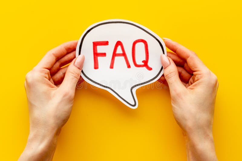 Hands with Faq - Frequently Asked Questions - Text on Paper Bubble ...
