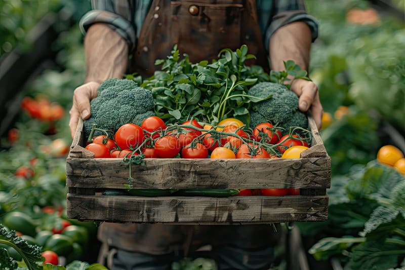 Hands of Farmer Holding Crate Stock Image - Image of freshness, table ...