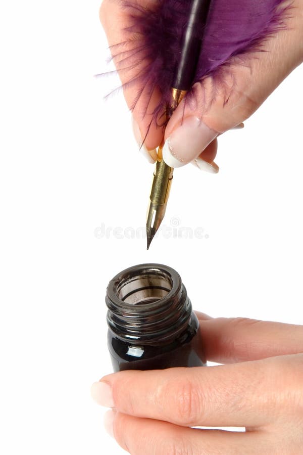 Hands With Feather And Inkwell Picture. Image: 8797707