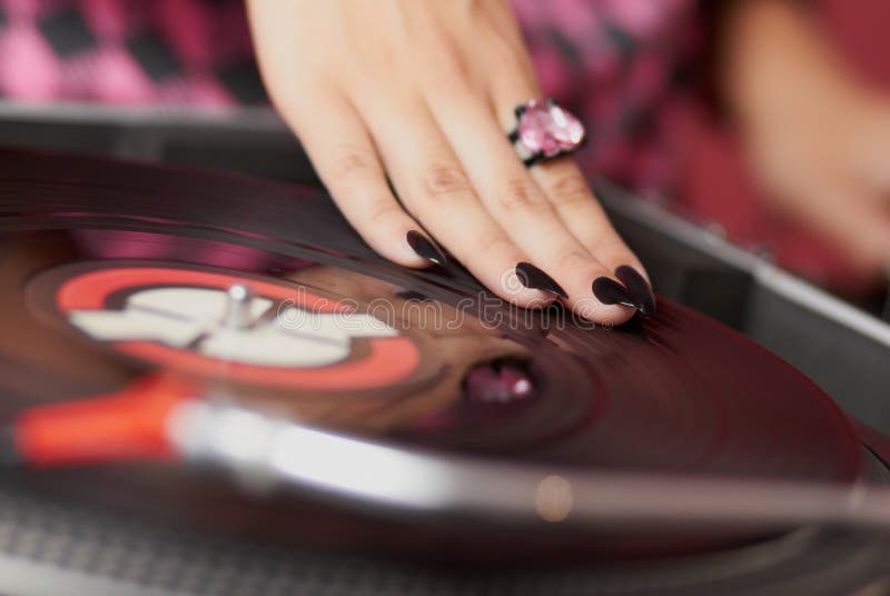 Female DJ Scratching the Vinyl Record Stock Photo - Image of mixer ...