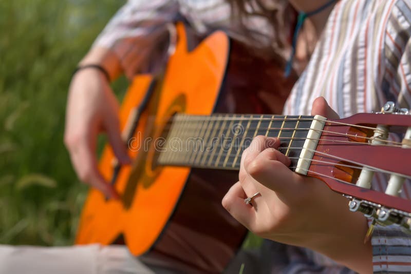 Hands of Female Musician Playing Gu Stock Photo - Image of hand ...