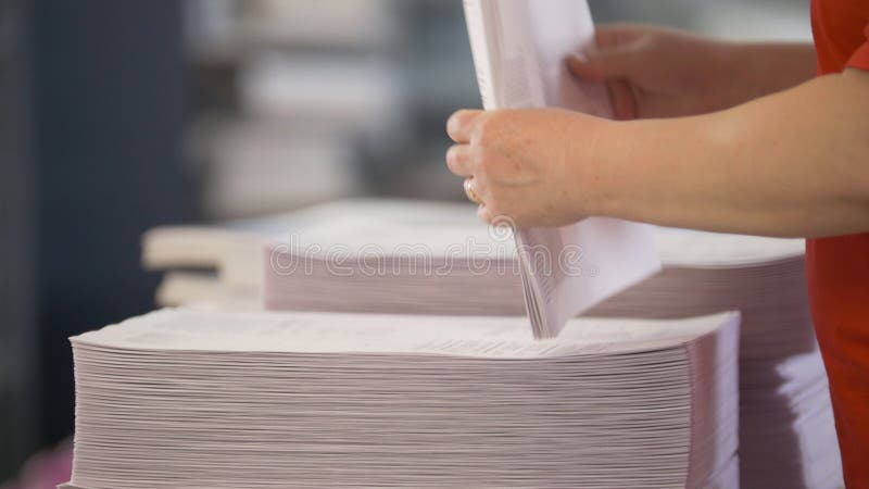Hands of Female Workers Shift the Paper Stacks Stock Image - Image of ...