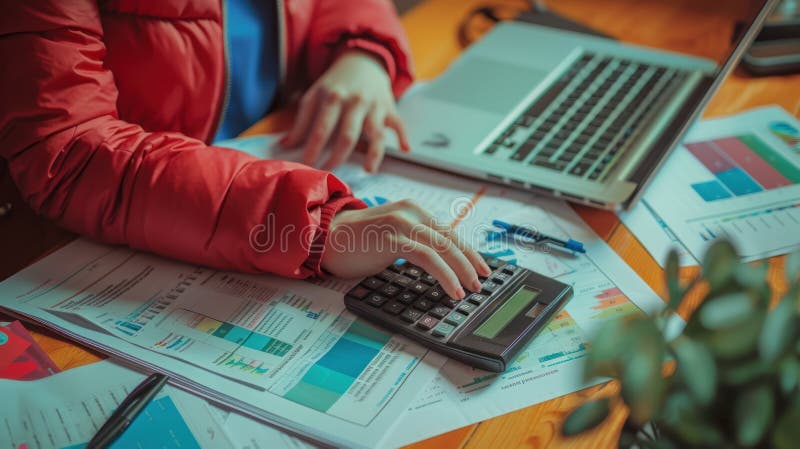 The Hands on Financial Calculations.AI Generated Image Stock Photo - Image of paperwork ...