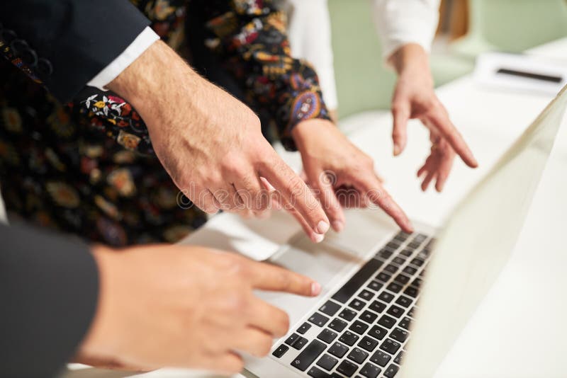 Hands and Fingers Pointing at Computer Keyboard Stock Image - Image of ...