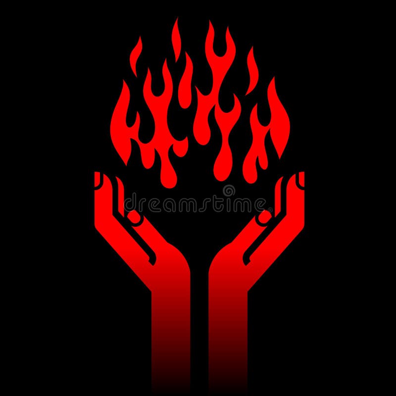 Hands with fire stock vector. Illustration of design - 23203263
