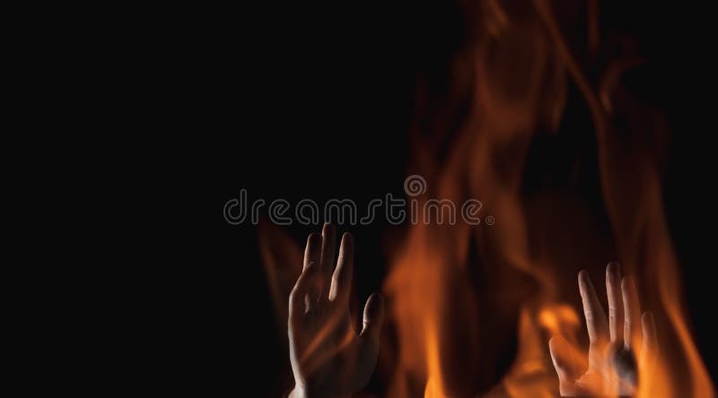Hands through the Fire in Complete Darkness Stock Photo - Image of site ...