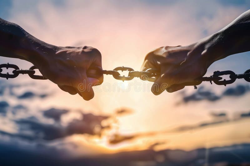 Hands in Fists Breaking a Chain Ai Photo Stock Illustration ...