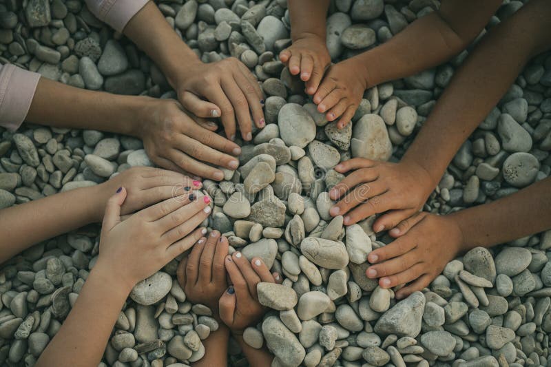 Hands of Five Children Making a Circle Stock Image - Image of trust ...