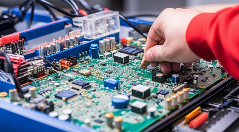 Hands Fixing Computer Board, Computer Board Close-up, Person Fixing ...