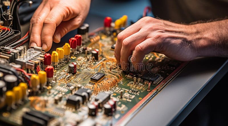 Hands Fixing Computer Board, Computer Board Close-up, Person Fixing ...