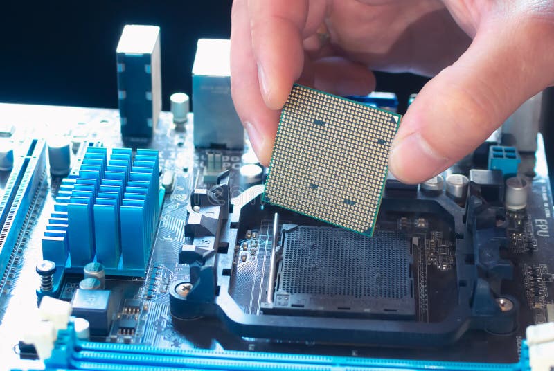 Hands Fixing Motherboard of Pc or Laptop Notebook Close Up Stock Image ...