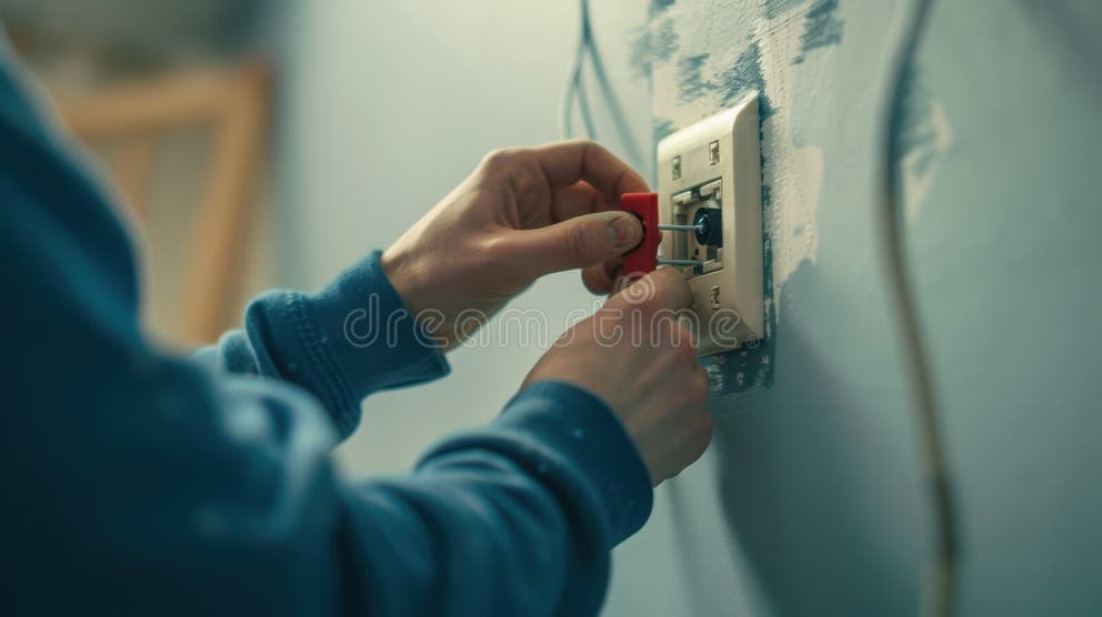 The Hands Fixing Outlet. AI Generated Stock Illustration - Illustration ...
