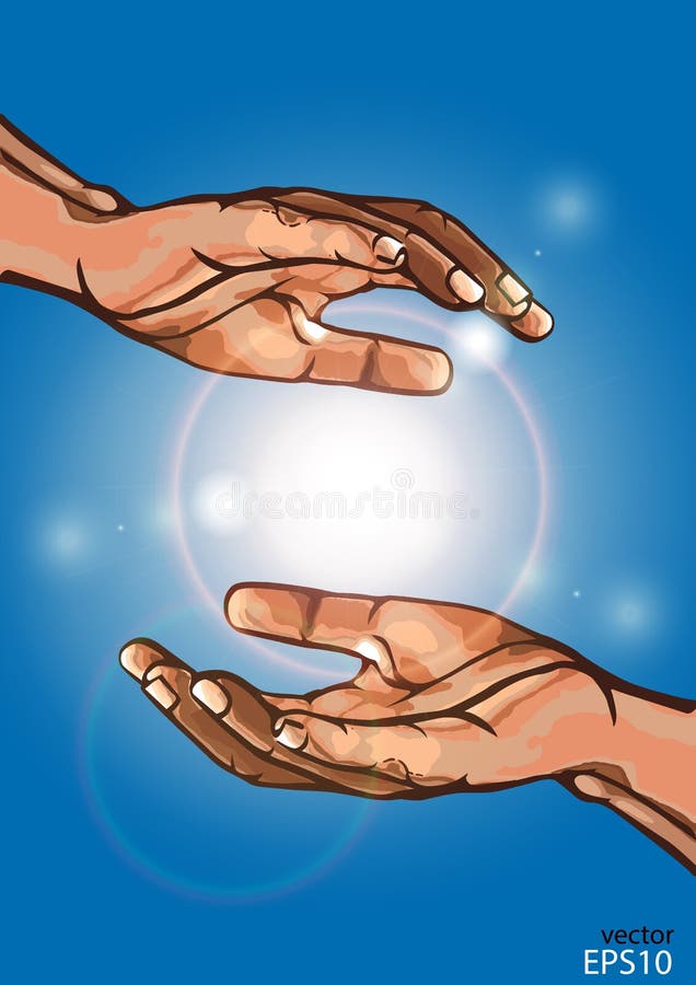 Hands and flare stock vector. Illustration of glow, abstract - 54172066
