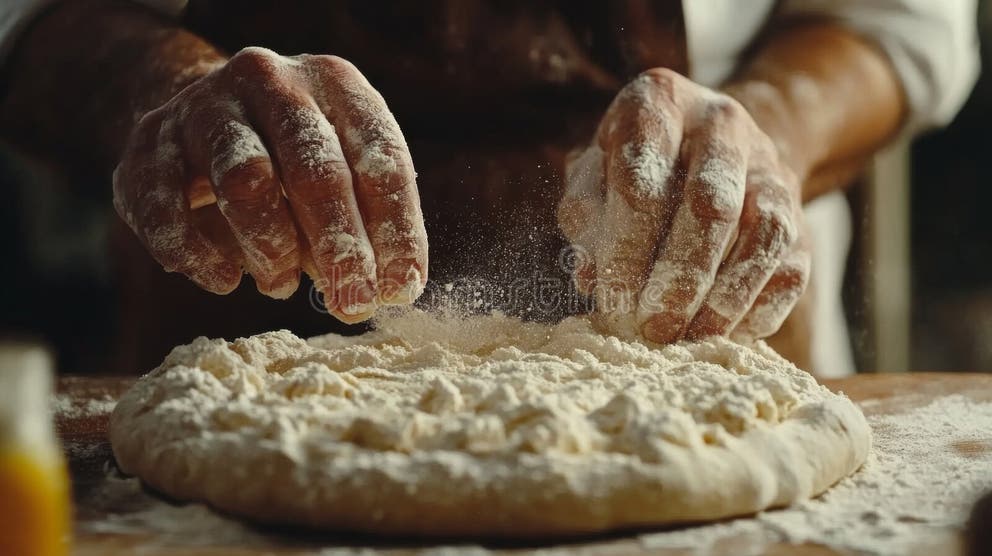 Hands Flour Dusting Dough Baking Artisan Bread Stock Illustration ...