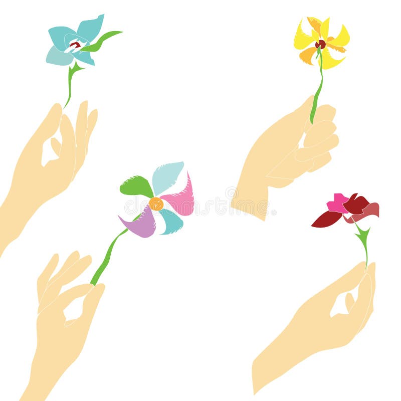 Hands with Flowers stock illustration. Illustration of floral - 52060837
