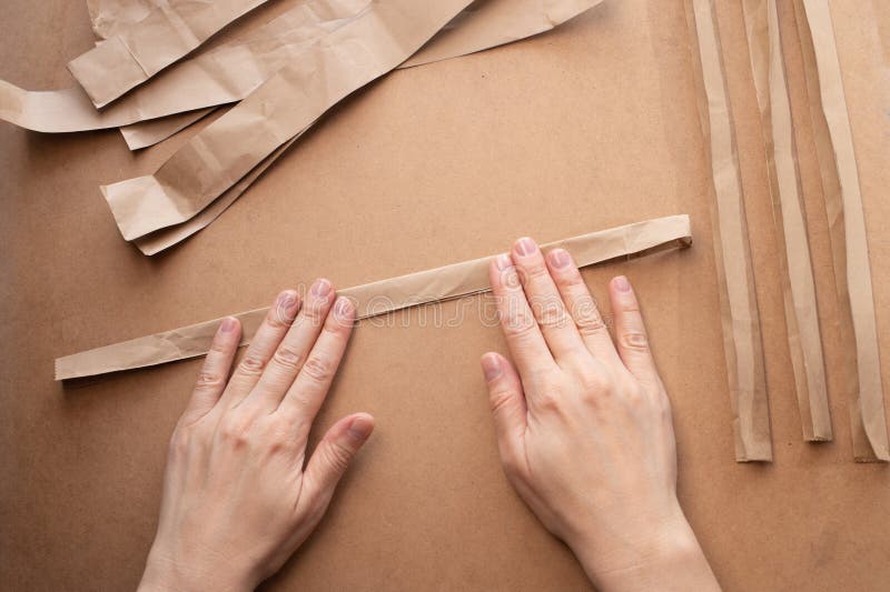 Basket Paper Craft from Recycled Waste Paper Bag Stock Image - Image of ...