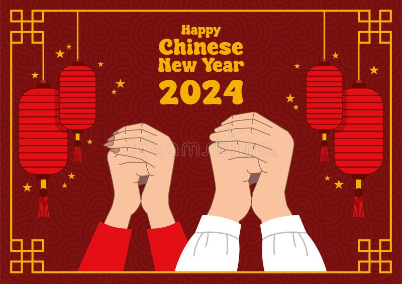 Hands Folded Gesture. Chinese New Year Celebration Customs Stock Vector ...