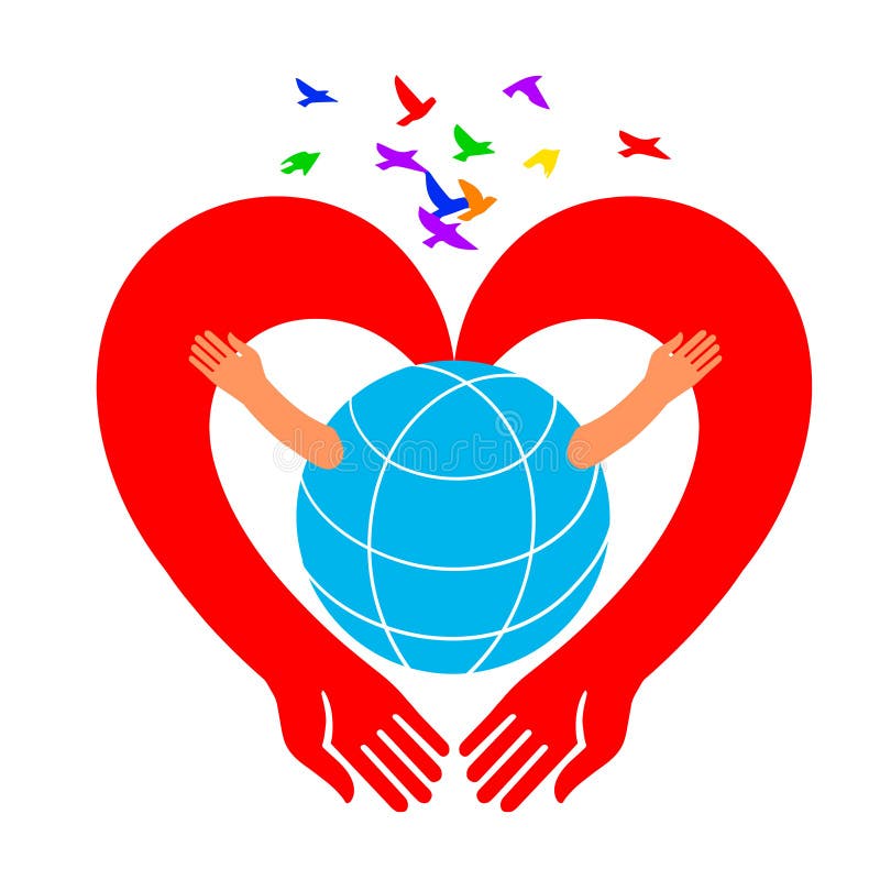 Save the Earth Icon. Hands in the Form of a Heart Hug the Globe. Stock ...