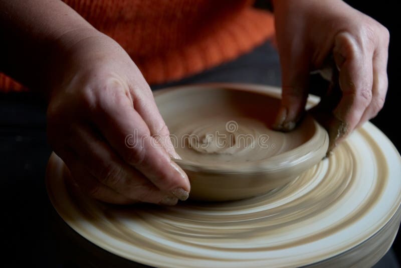 Hands forming clay pot stock photo. Image of manufacturing - 41049636
