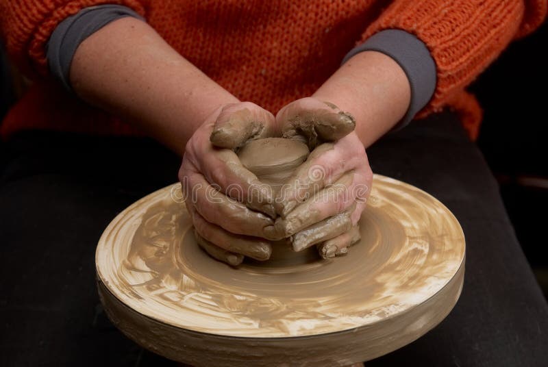Hands forming clay pot stock photo. Image of mole, skill - 41049706