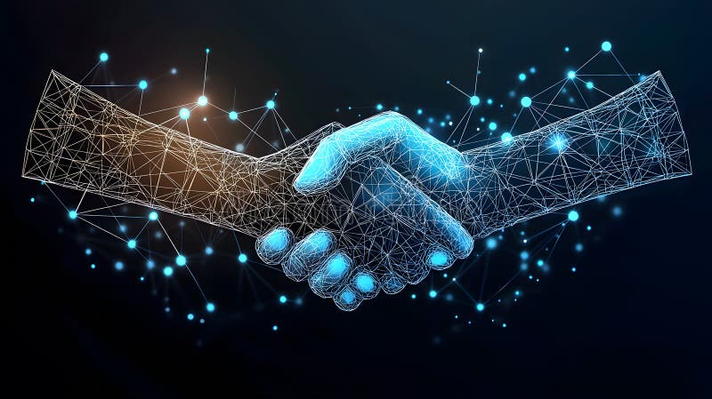 Hands Forming a Digital Handshake Stock Illustration - Illustration of ...