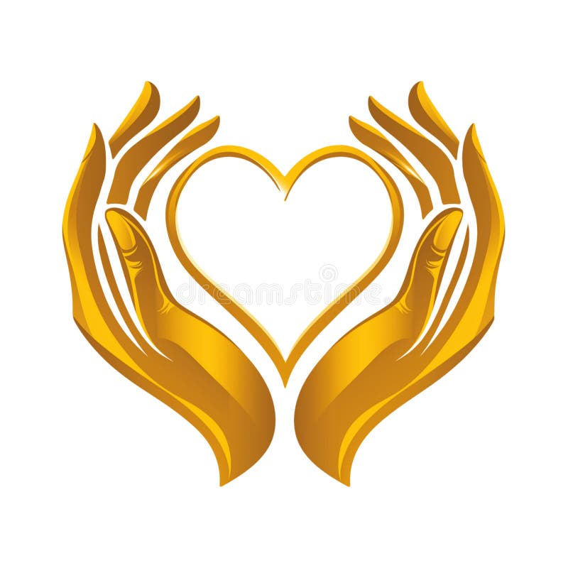 Hands Forming a Golden Heart Shape As a Unity Symbol. Stock ...