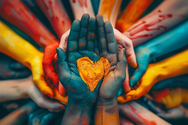 Hands Forming Heart Shape Against Sunlight. Generative Ai Stock ...