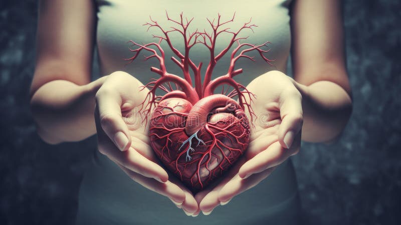 Hands Forming a Heart Shape with a Brain Inside Stock Illustration ...
