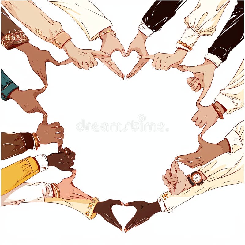 Hands Forming a Heart Shape Symbolizing Unity and Diversity in Teamwork ...