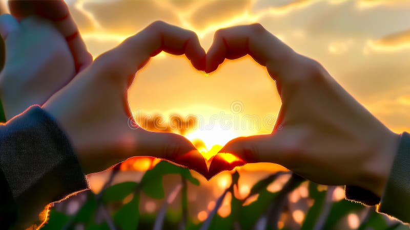Hands Forming a Heart at Sunset Stock Video - Video of colors, moment ...